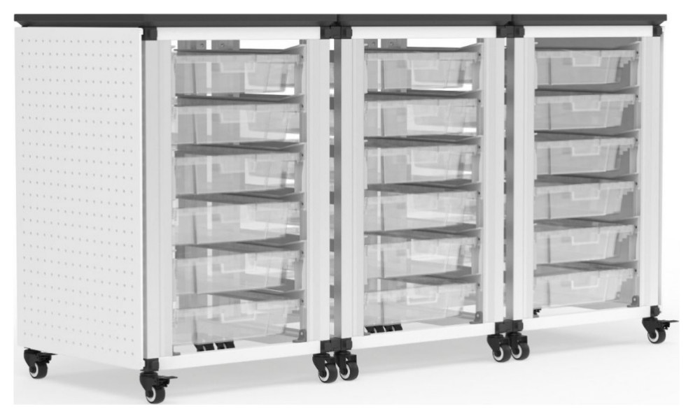Modular Classroom Storage Cabinet, 3 Side-By-Side Modules With 18 Small ...