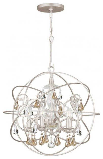 Crystorama Solaris 5-Light Gold Crystal Silver Sphere Chandelier, Olde ...