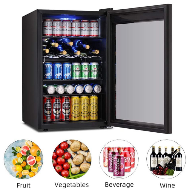 4.5 Cu.ft Beverage Refrigerator and Cooler, 145 Can Mini Fridge Glass ...