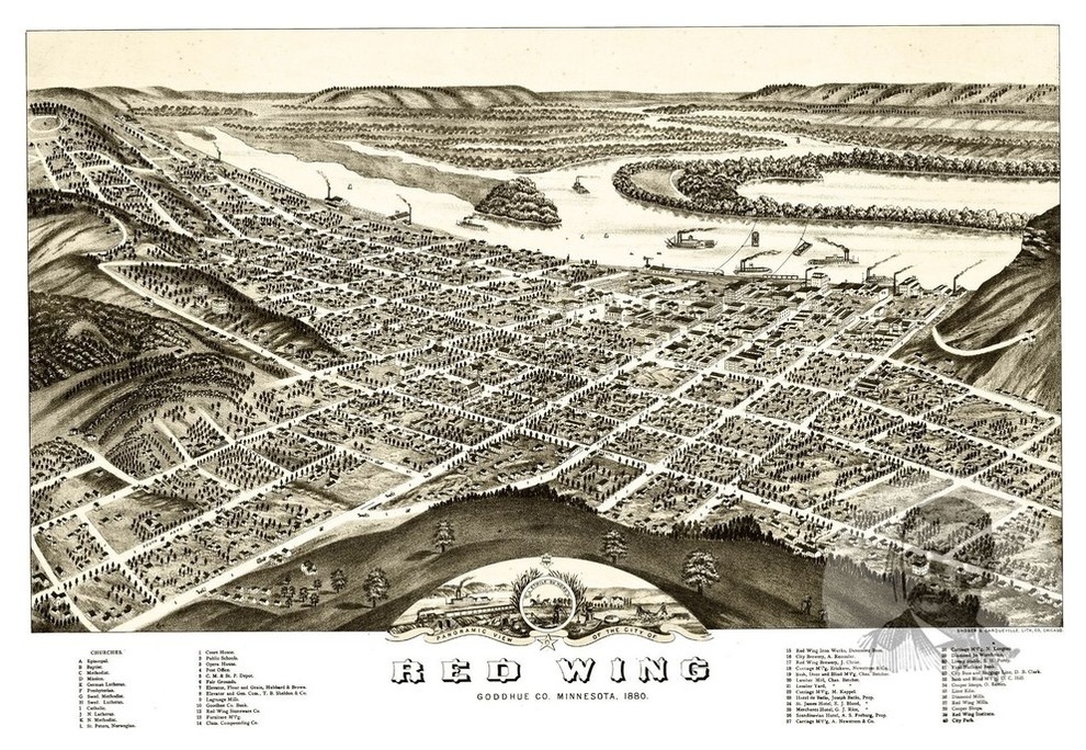 Old Map of Red Wing Minnesota 1880, Vintage Map Art Print, 12"x18 ...