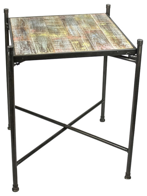 In-Trend Wood and Metal Accent Table, Multicolor - Industrial - Side ...
