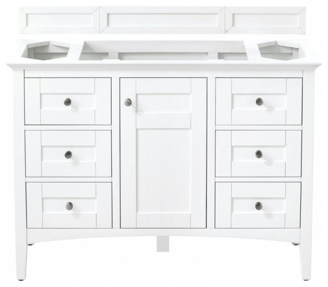 48" Bright White Single Sink Bathroom Vanity Serena Quartz, James Martin - Transitional ...