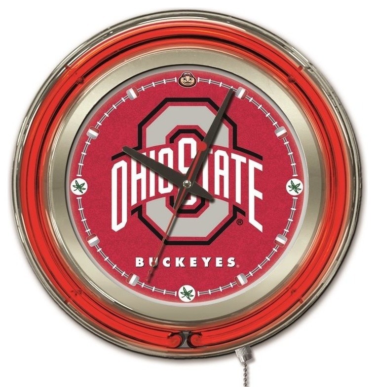 Ohio State Neon Clock - Contemporary - Wall Clocks - by Holland Bar ...