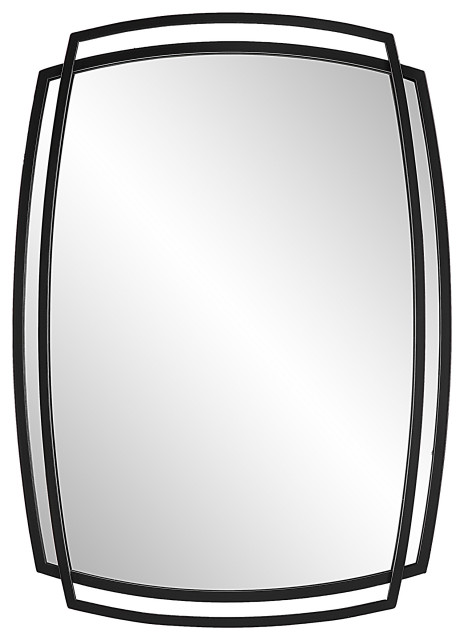 Overlapping curved metal frames Mirror in Satin black finish ...
