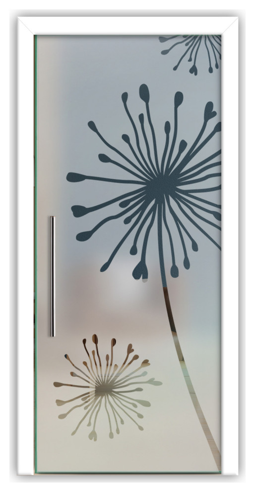 Frameless Pocket Glass Sliding Door with Frosted Design, 24"x80" Inches ...