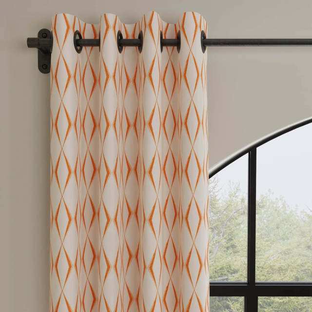 Orange Embroidery Geometric Upholstery Fabric by the Yard, By The Yard ...