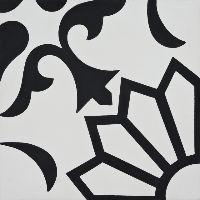 Taj Handmade Cement Tile, Black/White, Sample - Contemporary - Wall And ...