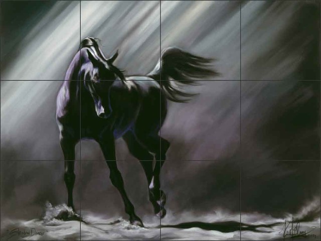 Ceramic Tile Mural Backsplash, Shadow Dancer by Kim McElroy, 24"x18", 6 ...