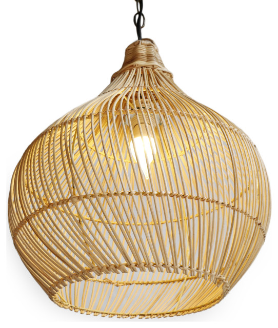 Rattan Drop Pendant Lantern - Tropical - Pendant Lighting - by Design ...