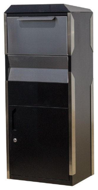 Locking Parcel Drop Box, Black With Stainless Steel - Transitional ...