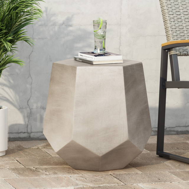 Hopewell Lightweight Concrete Side Table - Industrial - Outdoor Side ...