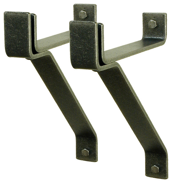 Handcrafted 8" Wall Brackets For Roll End Bar (Set of 2) Hammered Steel ...