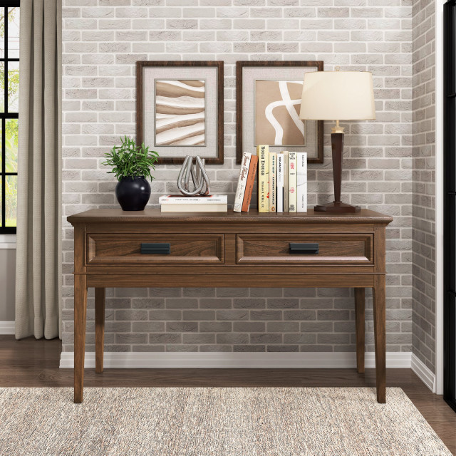 Traditional Console Table, Rubberwood Frame With Crown Molded Top & 2 ...