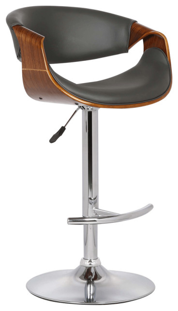 Mod Adjustable Grey Faux Leather Swivel Bar Stool - Contemporary - Bar ...