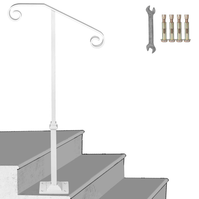 Single Post Handrail Wrought Iron Grab Supports Fits 1 or 2 Steps ...
