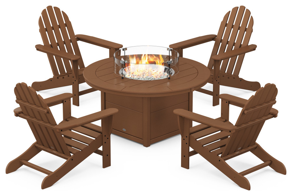 Classic Adirondack 5-Piece Conversation Set, Fire Pit Table ...