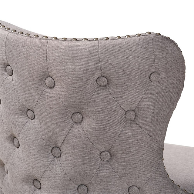 Baxton Studio Gradisca Gray Fabric and Brown Wood 2-Piece Counter Stool ...