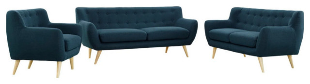 Marcy Azure 3 Piece Living Room Set - Midcentury - Living Room ...