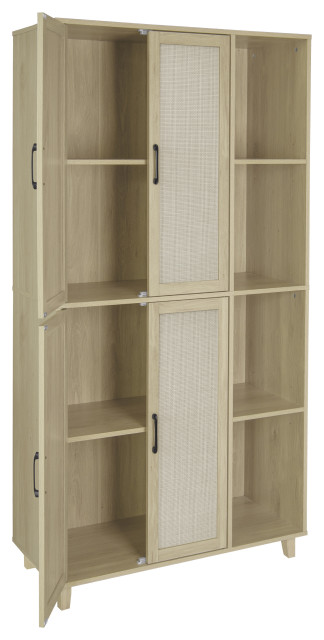 4 Door Cabinet with 4 Shelves with 4 Adjustable Inner Shelves, Storage ...