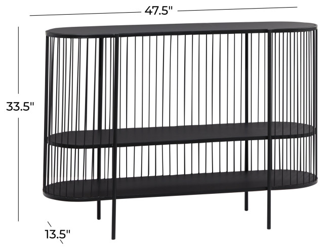 Contemporary Console Table, Minimalist Design With Wire Look Body & 3 ...