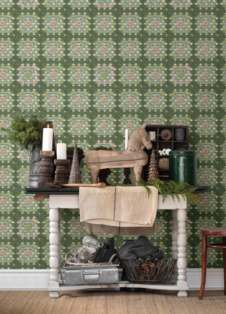 Maud Green Crochet Geometric Wallpaper, Swatch - Contemporary ...