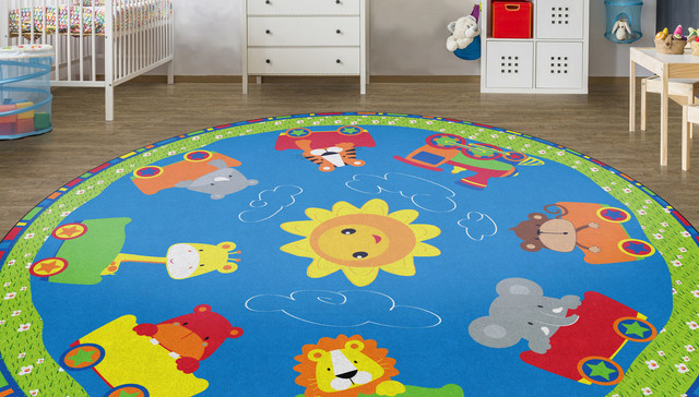 Flagship Carpets CE420-75W 10' Cutie Train Nursery School Rug ...
