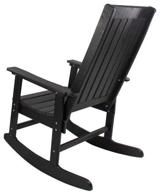 All Weather Recycled Plastic Outdoor Rocking Chair Black - Transitional ...