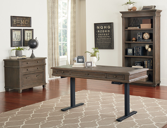 Carson Wood Electronic Sit/Stand Desk - Transitional - Desks And ...