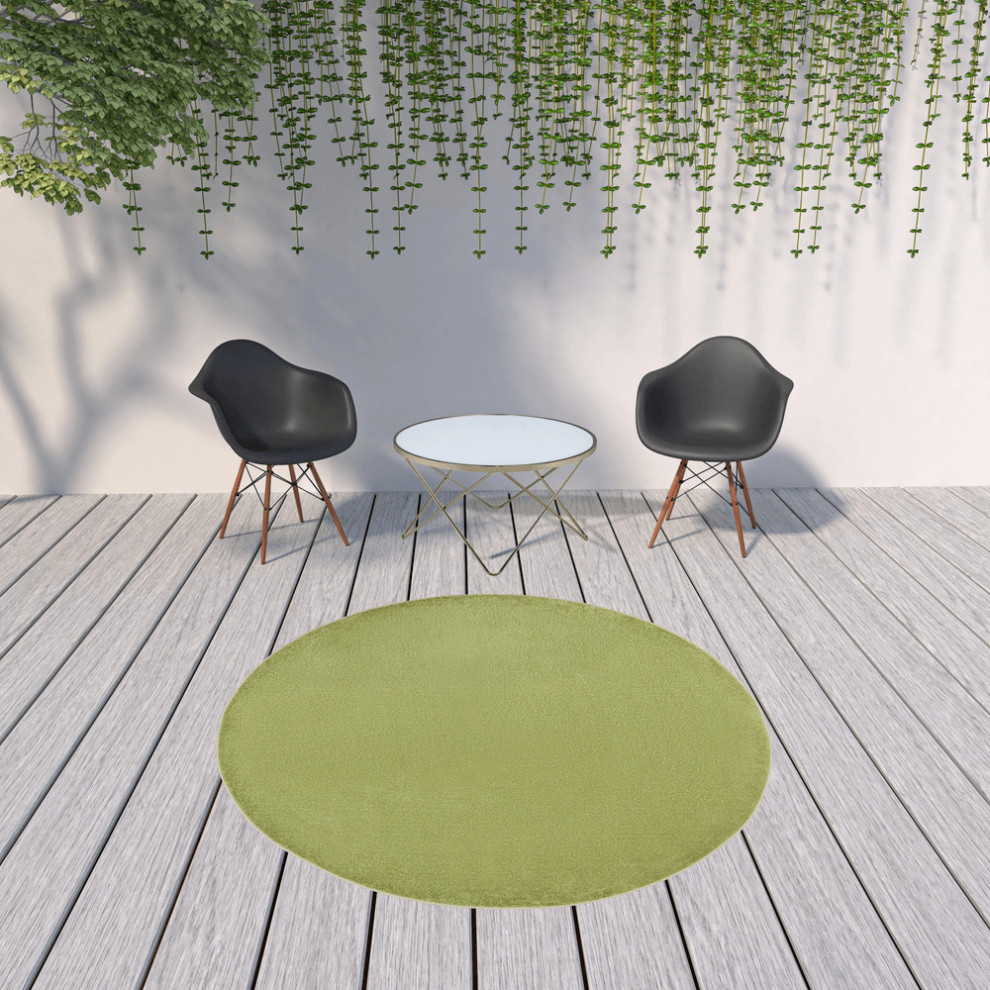 8' X 8' Green Round Non Skid Indoor Outdoor Area Rug - Contemporary ...