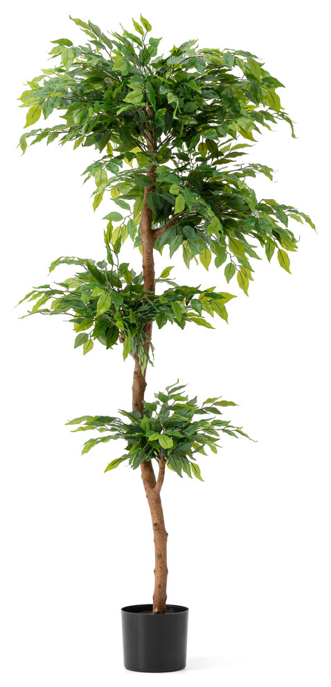 5' Creative Shaped Faux Ficus Tree in Pot - Traditional - Artificial ...