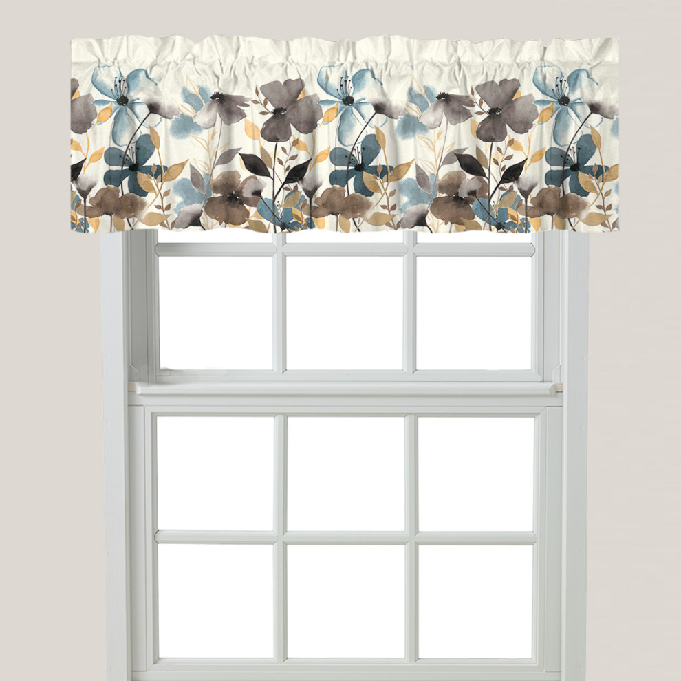 Greige Florals Window Valance - Contemporary - Valances - by Laural ...