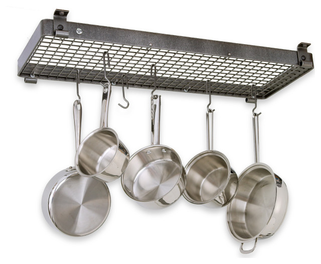 Handcrafted 36" Rectangle Flush Mounted Ceiling Rack w 12 Hooks ...