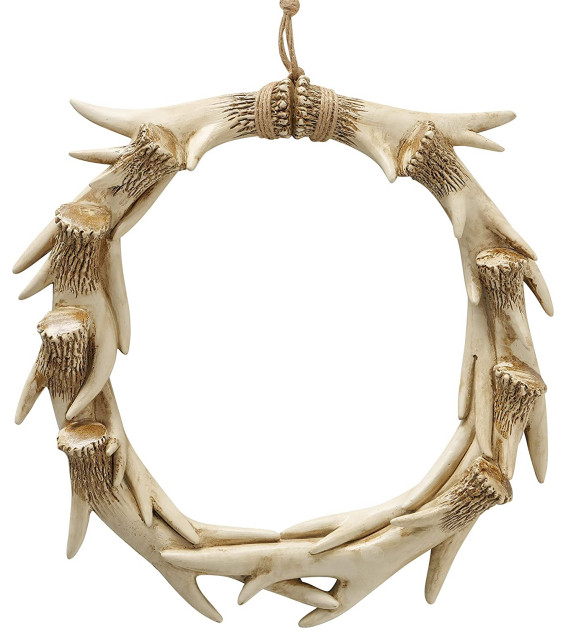 Rustic Layered Antler Wreath, 13.5 Inches - Rustic - Wreaths And ...