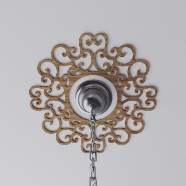 6 3/8"ID Augustus Fretwork Ceiling Medallion, Red Oak, 18"OD, 1/4"T, 32 ...