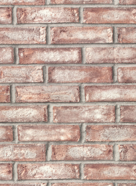 Appleton Maroon Faux Weathered Brick Wallpaper, Bolt - Farmhouse ...