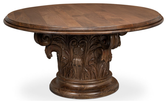 Hestia Carved Round Dining Table - Traditional - Dining Tables - by ...