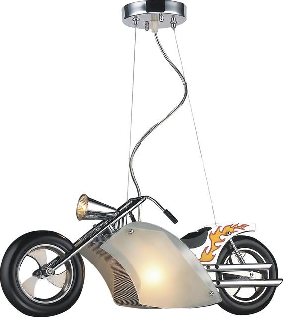 Motorcycle Light Fixture With White Frosted Glass - Contemporary - Kids ...