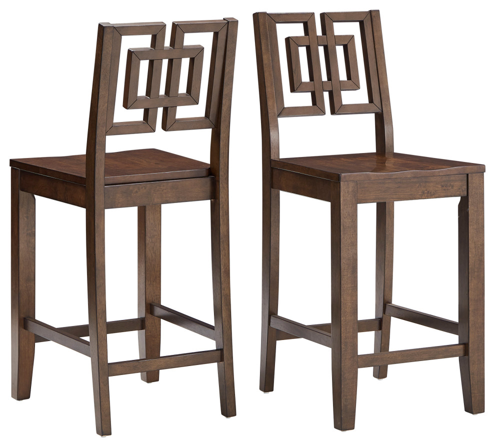 Clemens Ornate Back Counter Height Chairs, Set of 2 - Transitional ...