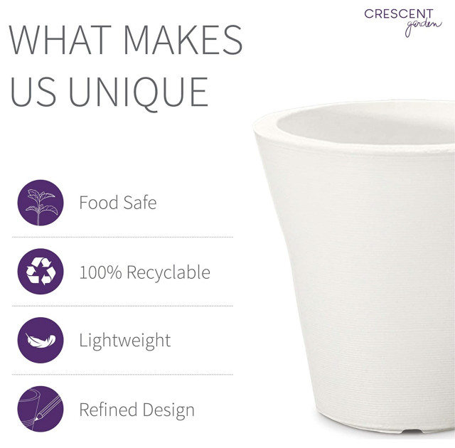 Crescent Garden Madison Planter, Double-Walled Plant Pot, 14" (Alpine ...