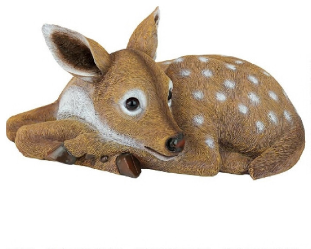 13" Baby Deer Hand Painted Outdoor Forest Statue - Rustic - Garden ...