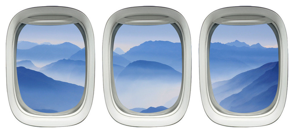 Airplane Window Wall Art Aviation Decor Porthole Decal Mountains ...