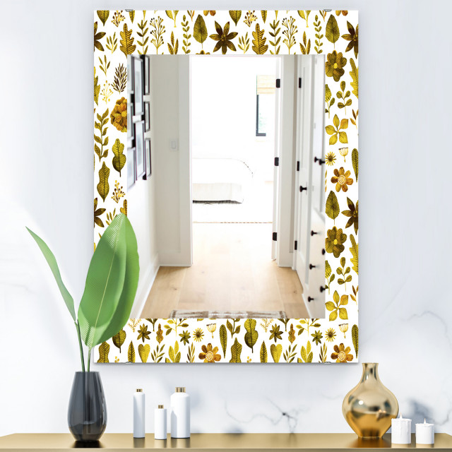 Designart Watercolor Texture With Flowers And Plants Frameless Vanity ...