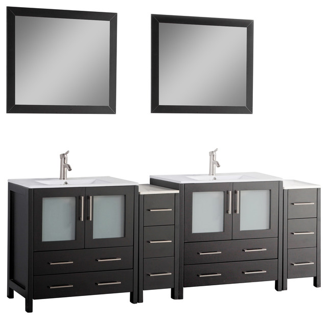 Vanity Art Vanity Set With Ceramic Top, 84" - Contemporary - Bathroom ...