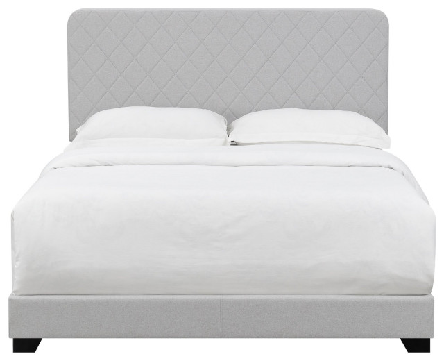 Mid Century Modern King Platform Bed, Elegant Diamond Quilted Headboard ...