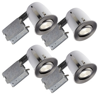 4" Brushed Chrome Recessed LED Lighting Kits, PAR20 Bulb Included, 4 ...