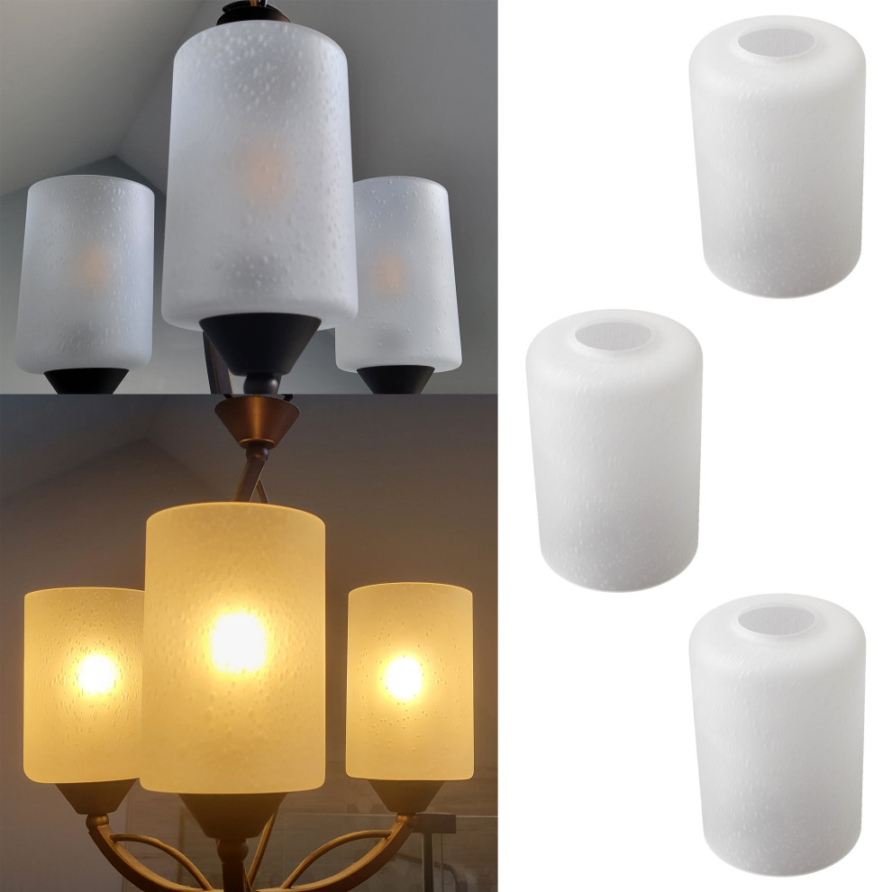 3 Pack Frosted Bubble Glass Shade Seeded Cylinder Shape for Light ...