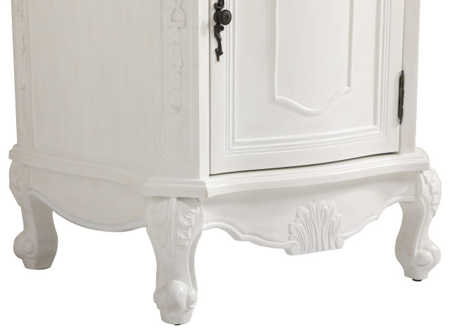 24" Single Bathroom Vanity, Antique White With Ivory White Engineered ...