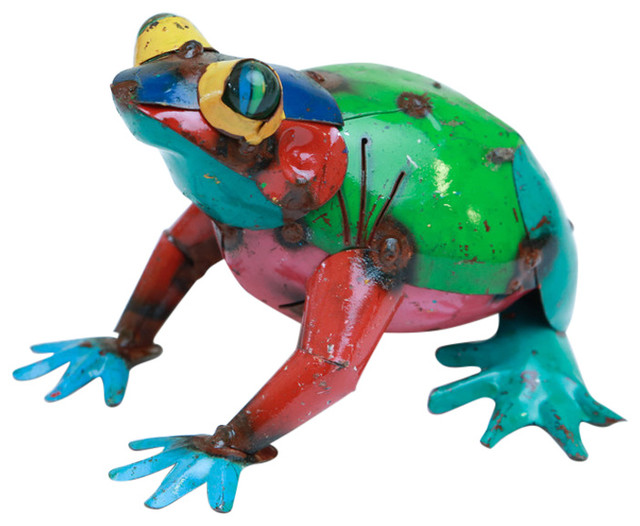 Recycled Metal Frog Small - Contemporary - Garden Statues And Yard Art ...