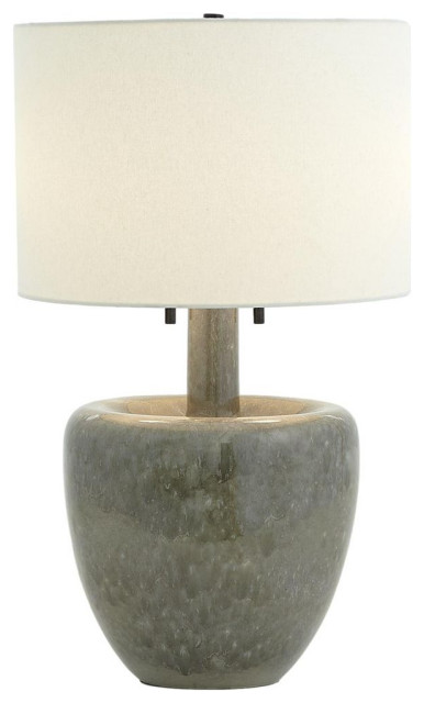 Reactive Glaze Green Gray Table Lamp 29 in Pull Chain 2 Light Ceramic ...