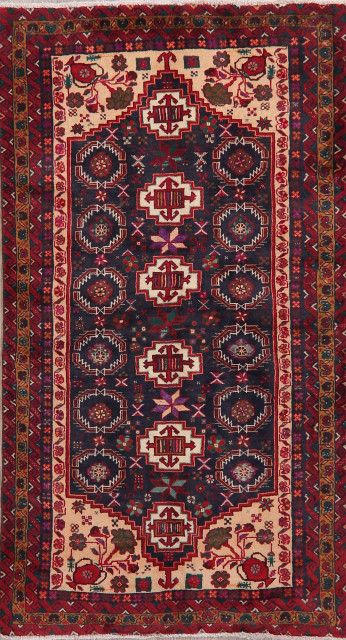 Hand Knotted Afghanistani Medallion Balouch Oriental Area Rug, Blue, 6 ...